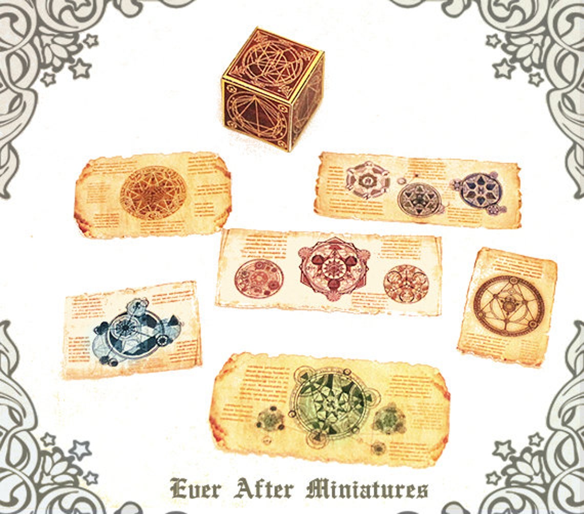 6 Magic Dollhouse Miniature Scroll Set #1 – 1:12 Dollhouse Magic Circle ...