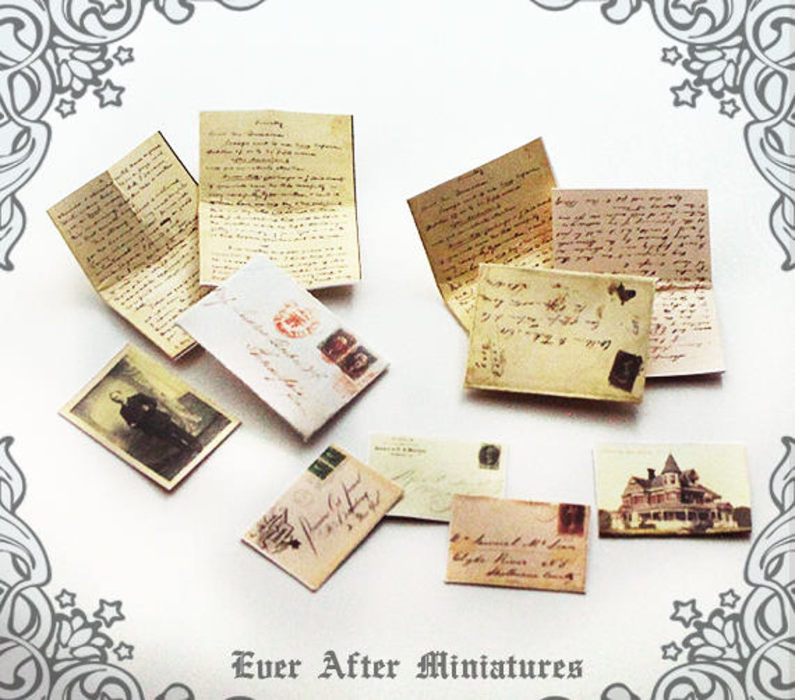 GENTLEMEN Miniature Letter & Postcard Set 2 1:12 Miniature - Etsy