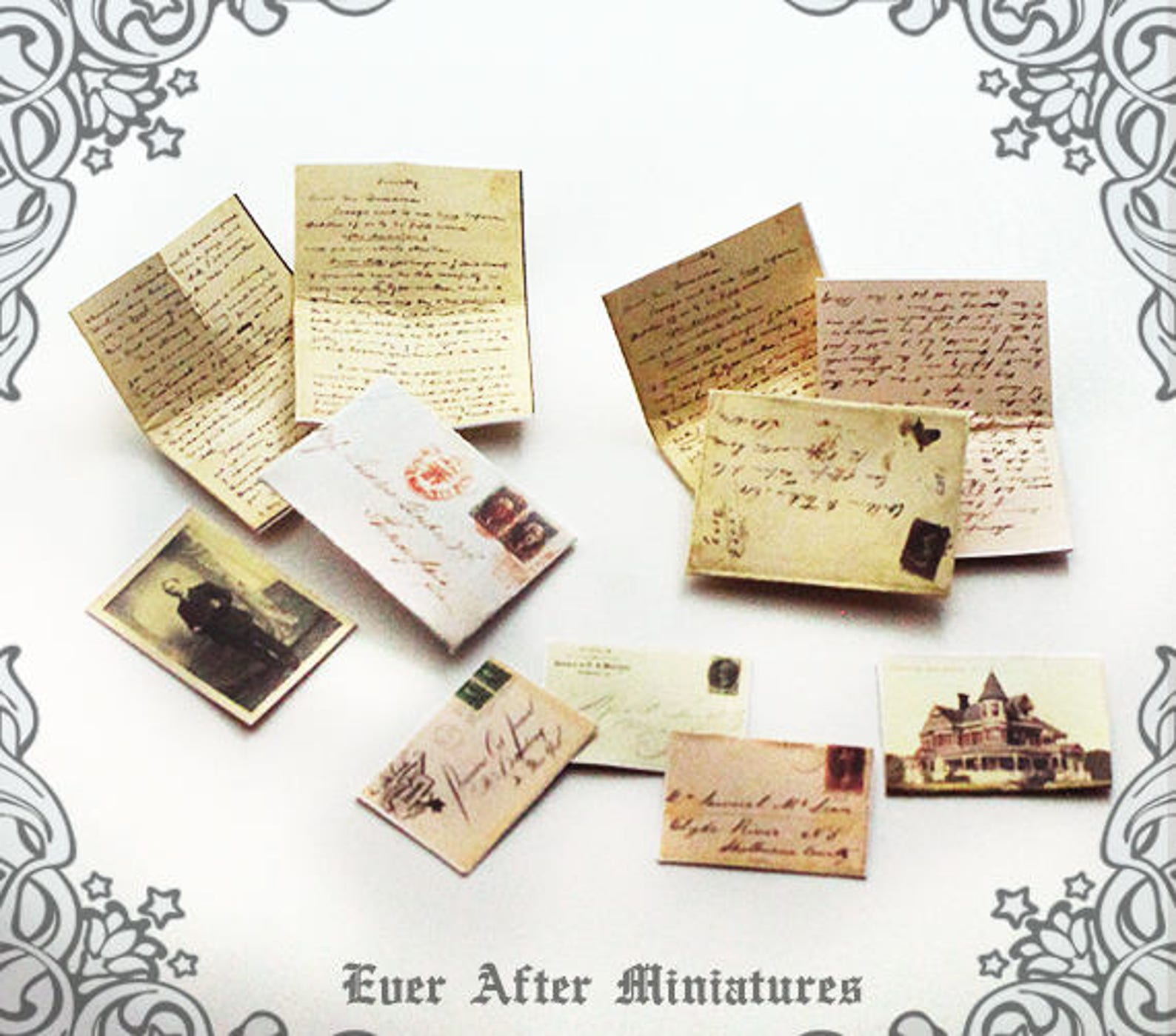 GENTLEMEN Miniature Letter & Postcard Set #2 – 1:12 Miniature Dollhouse ...