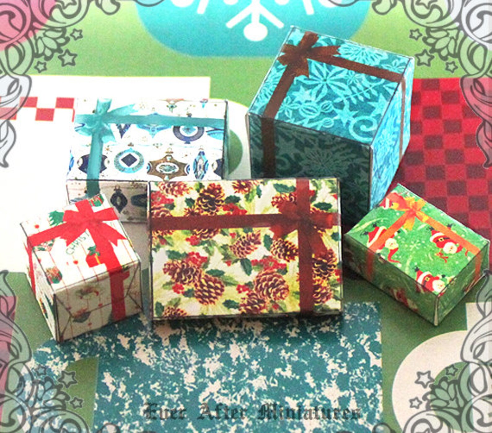 5 MIXED Miniature Christmas Gift Box Set 4 1:12 Printable - Etsy