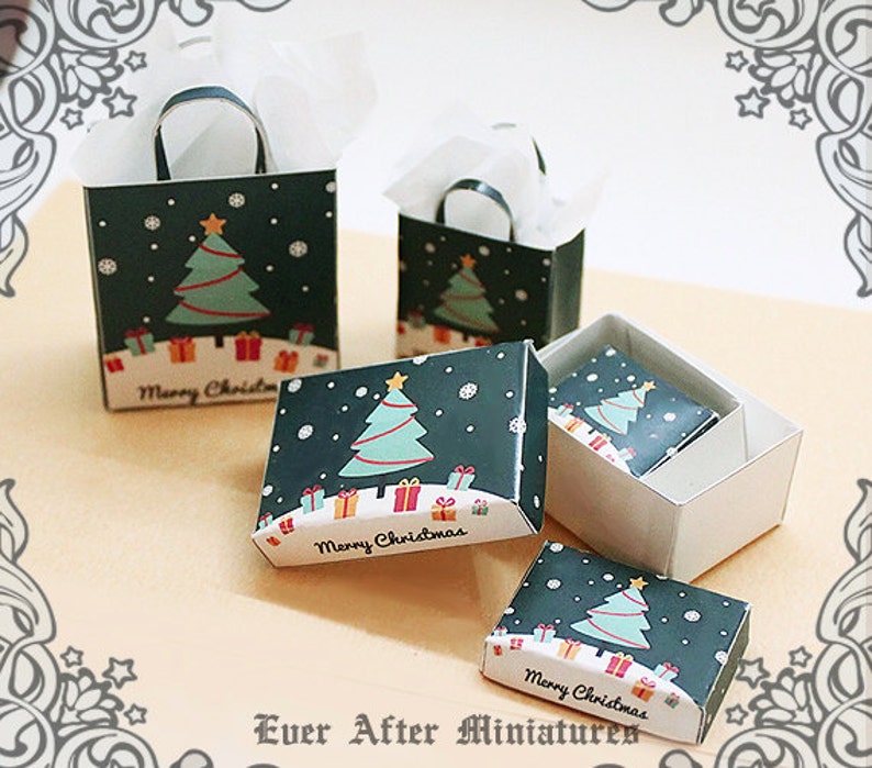 MERRY CHRISTMAS Miniature Gift Box & Dollhouse Miniature Gift - Etsy
