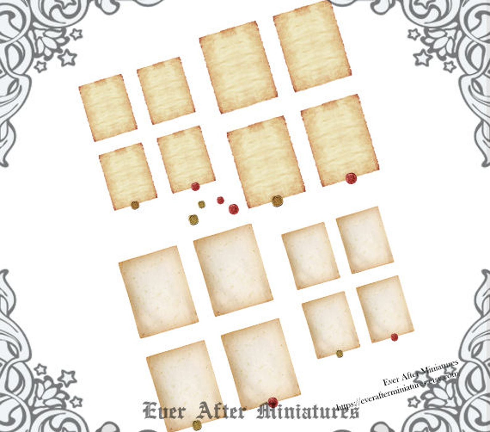 16 Dollhouse MINIATURE SCROLLS & Paper Set – 1:12 Miniature Scroll ...