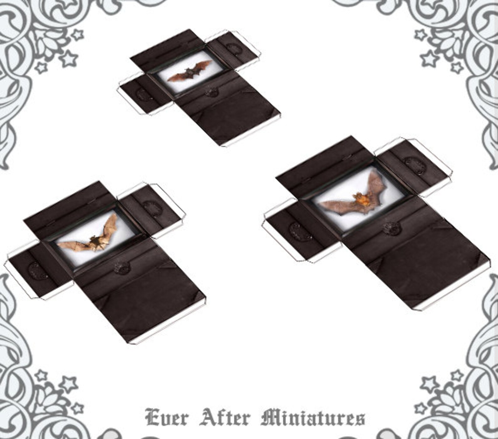 3 BAT Miniature Boxes Display Cases Set 1:12 Dollhouse - Etsy Norway