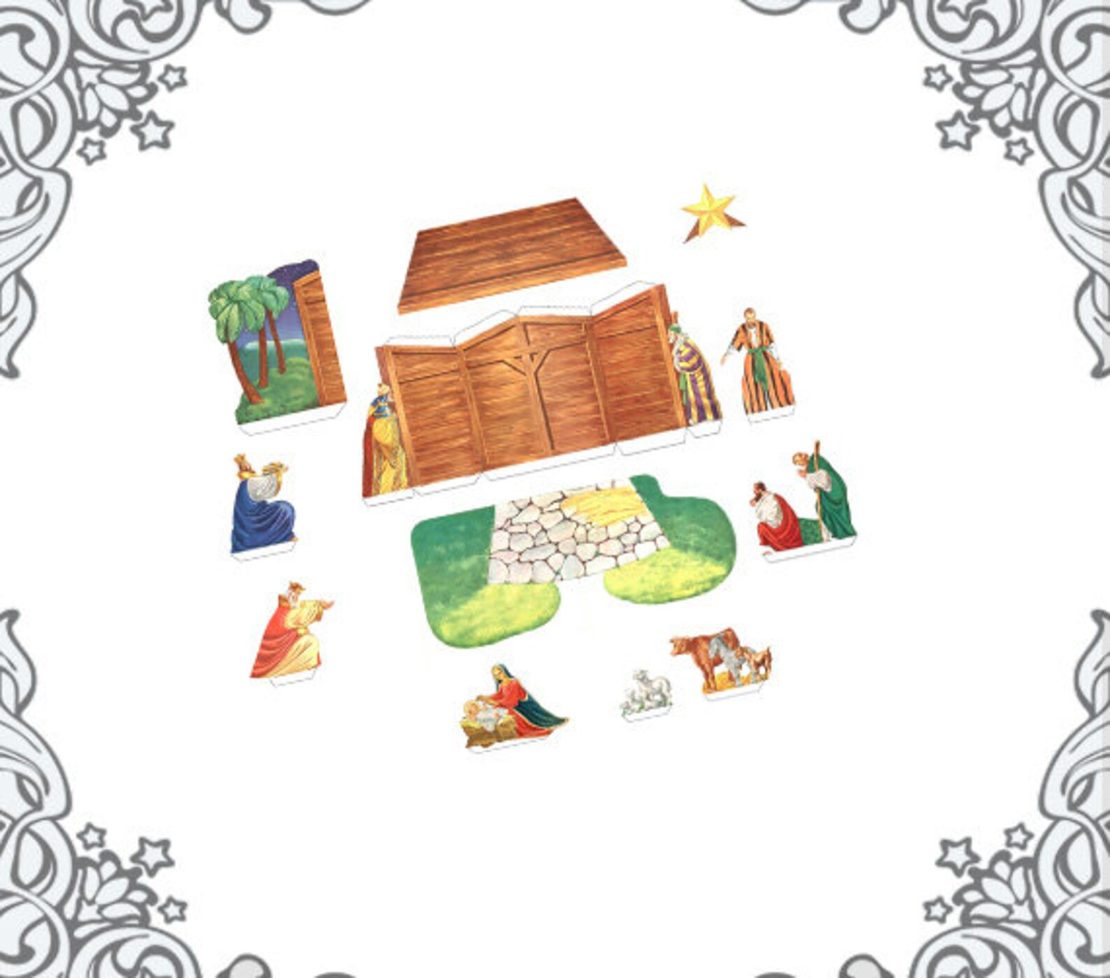 1:12 Christmas Miniature NATIVITY Display Kit B – DIY Printable ...