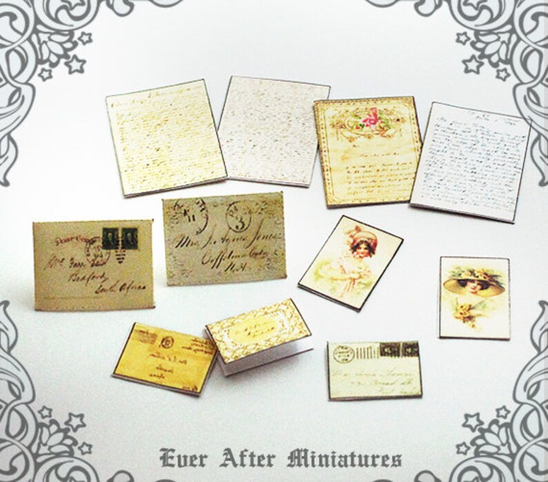LADIES Dollhouse Miniature Letter & Postcard Set #1 – 1:12 Miniature ...