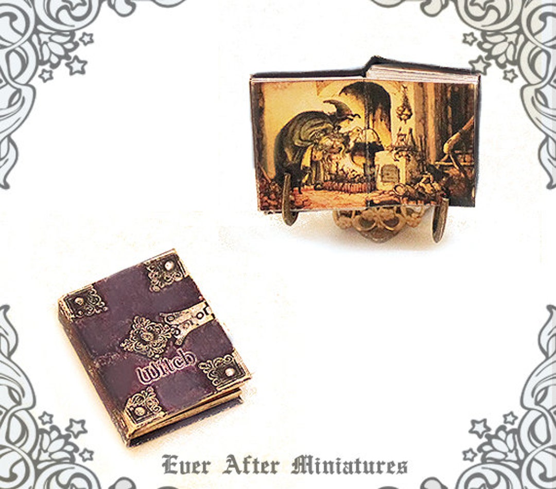 WITCH Dollhouse Miniature Book –1:12 Witch Miniature Book Halloween ...