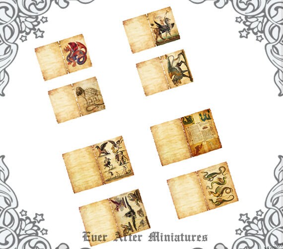 MAGICAL BEASTS Miniature Scroll Set 5 1:12 Mythical | Etsy