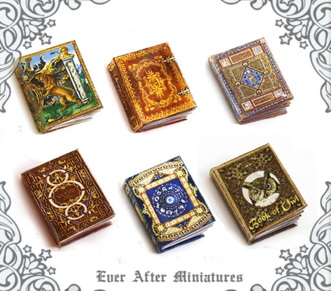 6 ANTIQUE Dollhouse Miniature Book Set – Complete Collection of 6 ...
