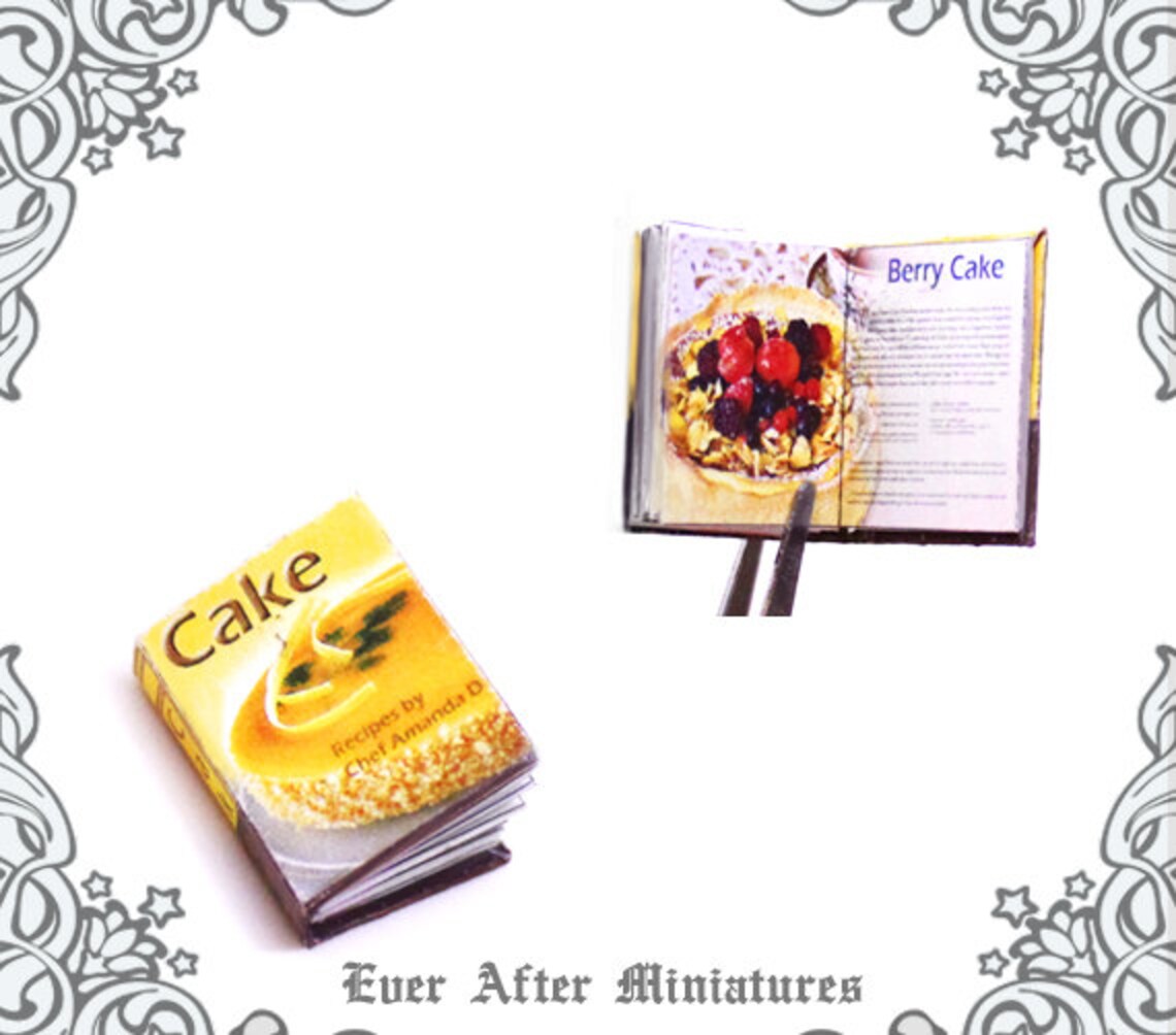 Cake Recipe Miniature Book – 12th Scale OPENABLE Baking Cake Dollhouse Miniature Book / Bakery ...