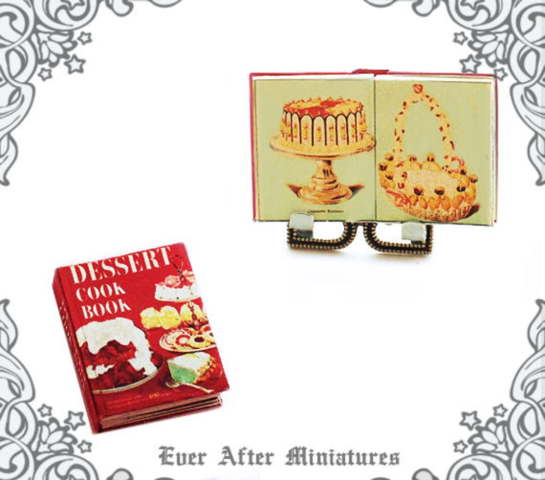 DESSERT Cook Book Dollhouse Miniature Book 1:12 Vintage Cake Miniature ...