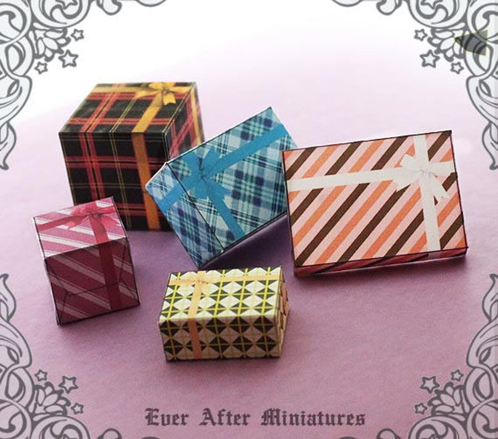 5 VINTAGE Miniature Gift Box Set 1:12 PRINTABLE Dollhouse - Etsy