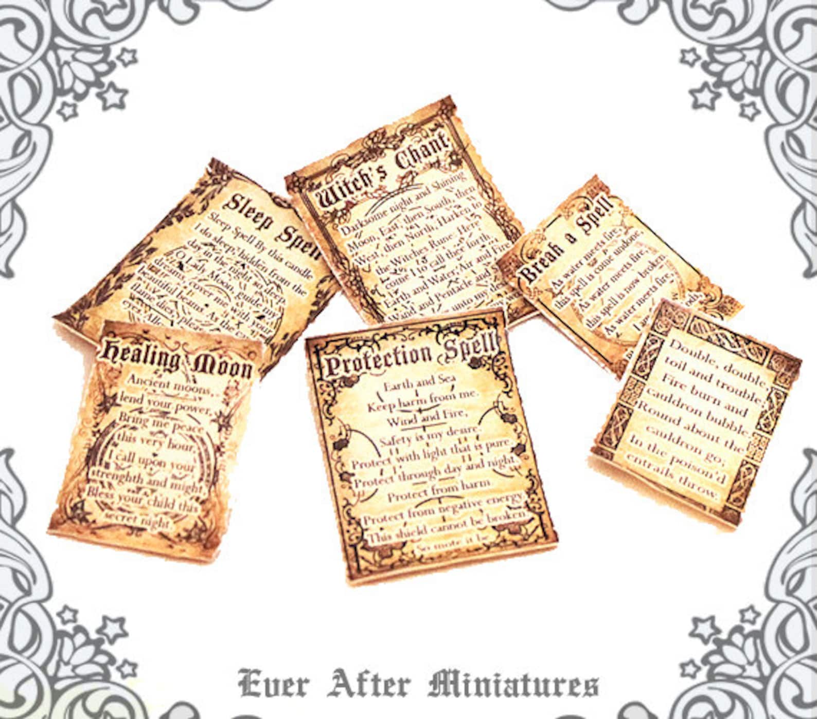 6 MAGIC SPELL Miniature Scroll Set 2 1:12 Readable - Etsy