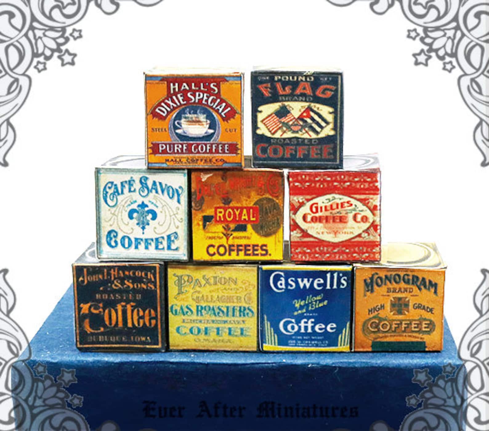 9 COFFEE Dollhouse Miniature Tin Set 2 1:12 DIY Printable - Etsy