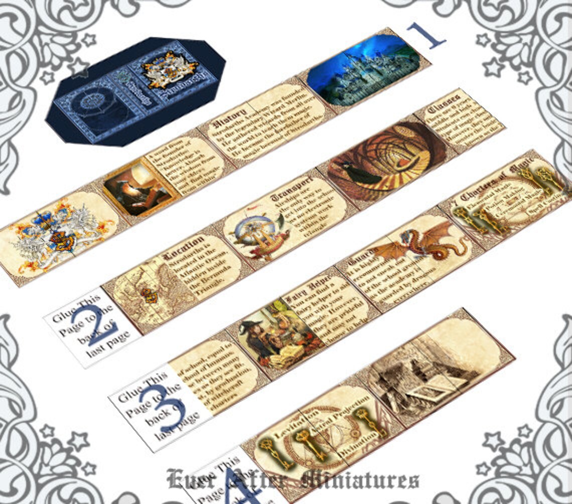 WIZARD SCHOOL Dollhouse Miniature Book – 1:12 Readable Miniature Book ...