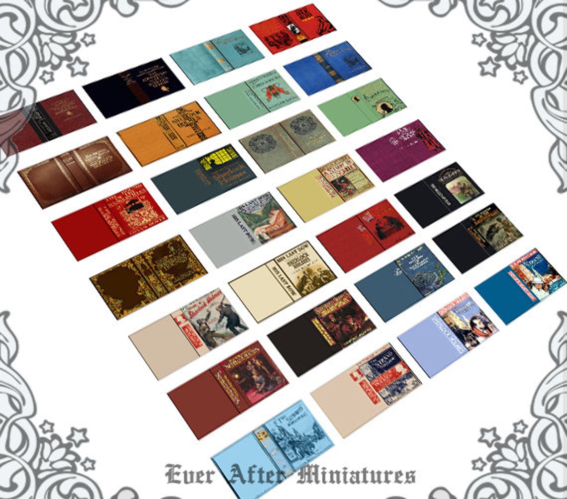 28 Detective Dollhouse Miniature Book Cover Set– 28 Detective Miniature ...