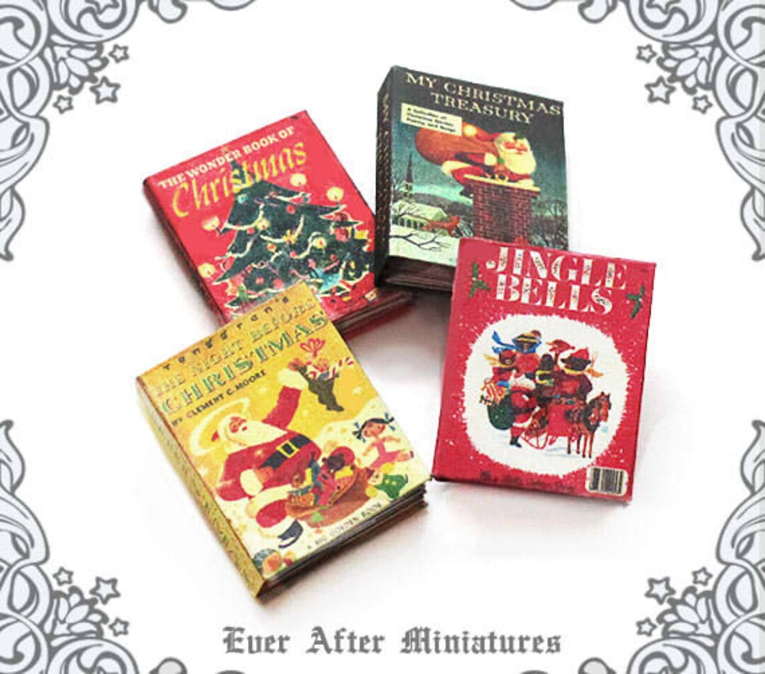 4 CHRISTMAS Dollhouse Miniature Book Set C – 1:12 Full Set of Printable ...