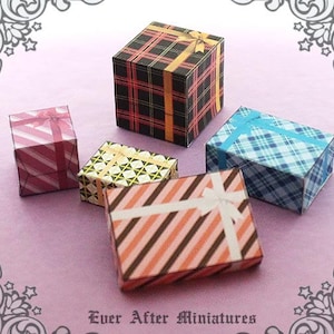 5 VINTAGE Miniature Gift Box Set – 1:12 PRINTABLE Dollhouse Miniature ...