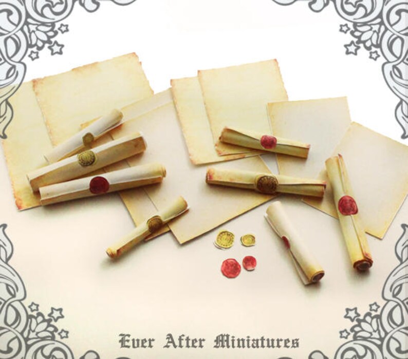 16 Dollhouse MINIATURE SCROLLS & Paper Set 1:12 Miniature | Etsy