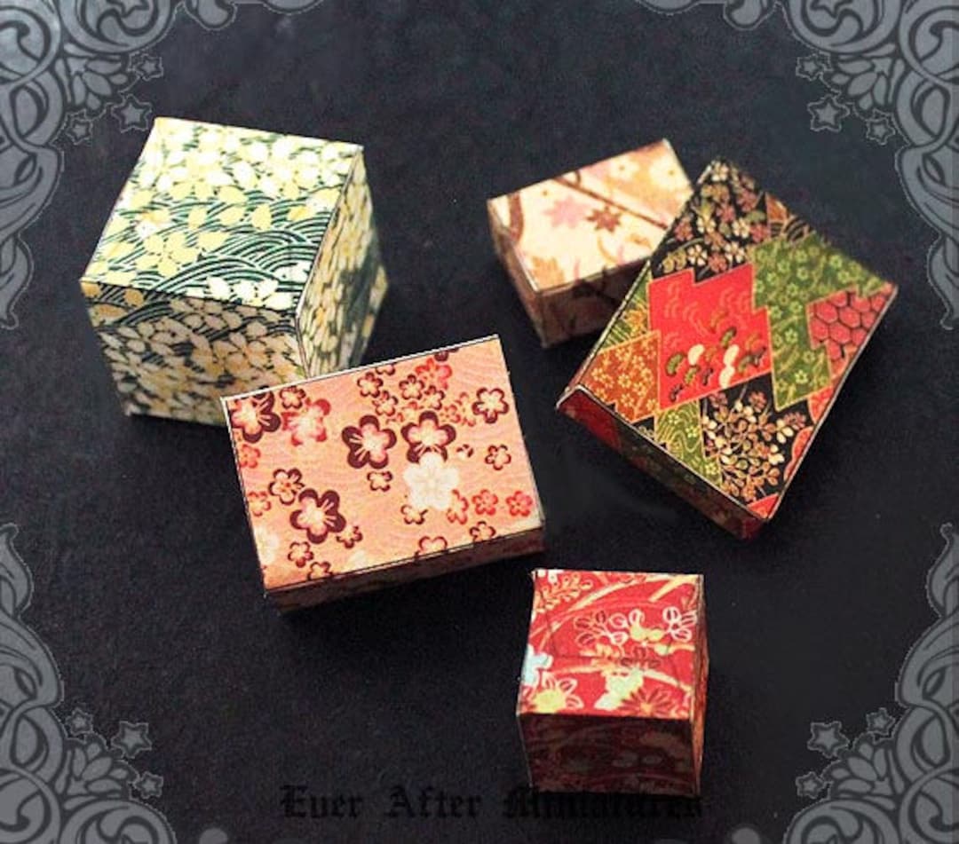 5 JAPANESE Miniature Gift Box Set –1:12 PRINTABLE Asian Dollhouse ...