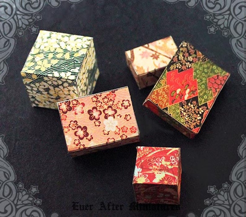 5 JAPANESE Miniature Gift Box Set 1:12 PRINTABLE Asian | Etsy