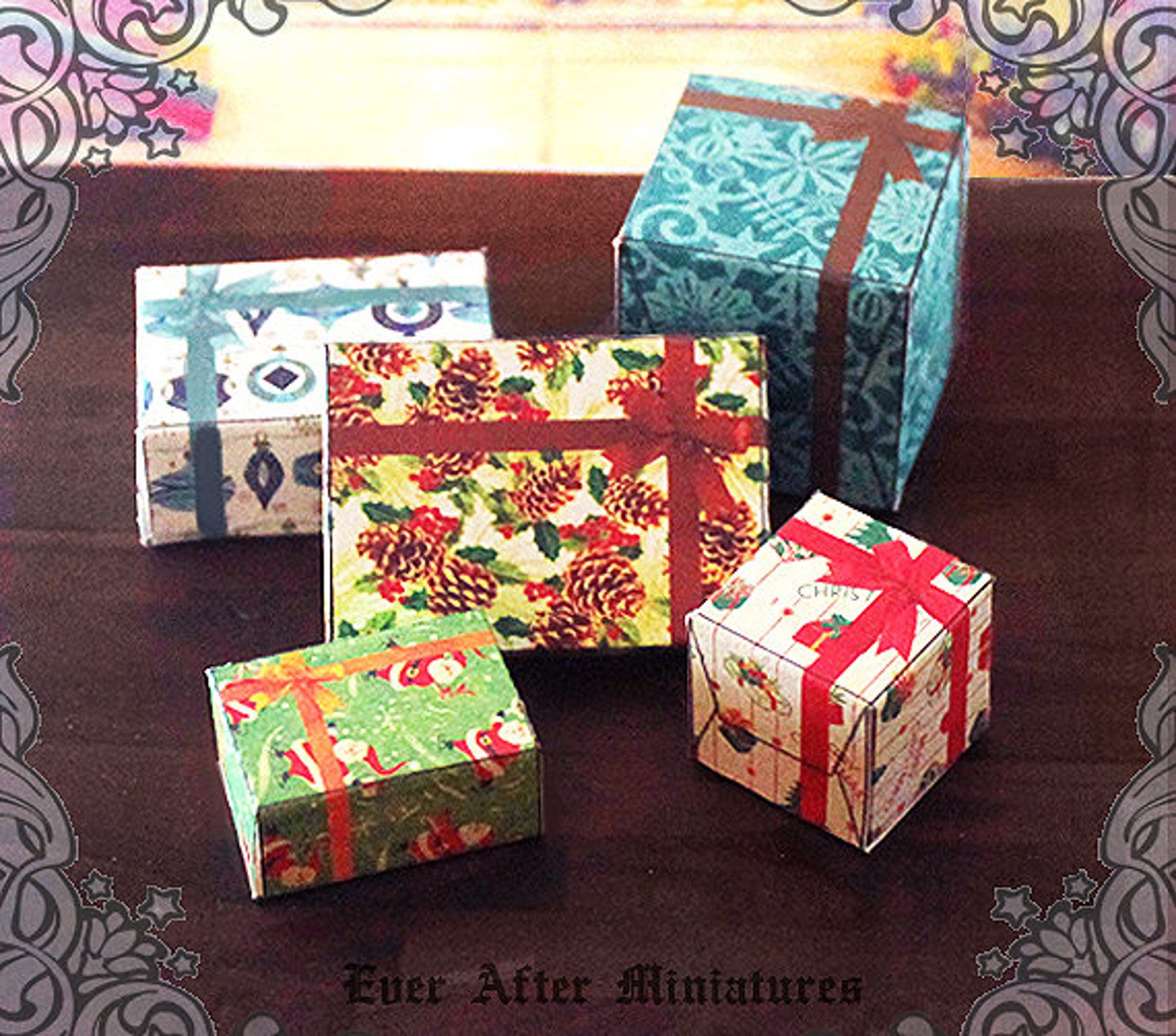 5 MIXED Miniature Christmas Gift Box Set 4 1:12 Printable | Etsy