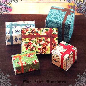 5 MIXED Miniature Christmas Gift Box Set 4 – 1:12 Printable Dollhouse ...