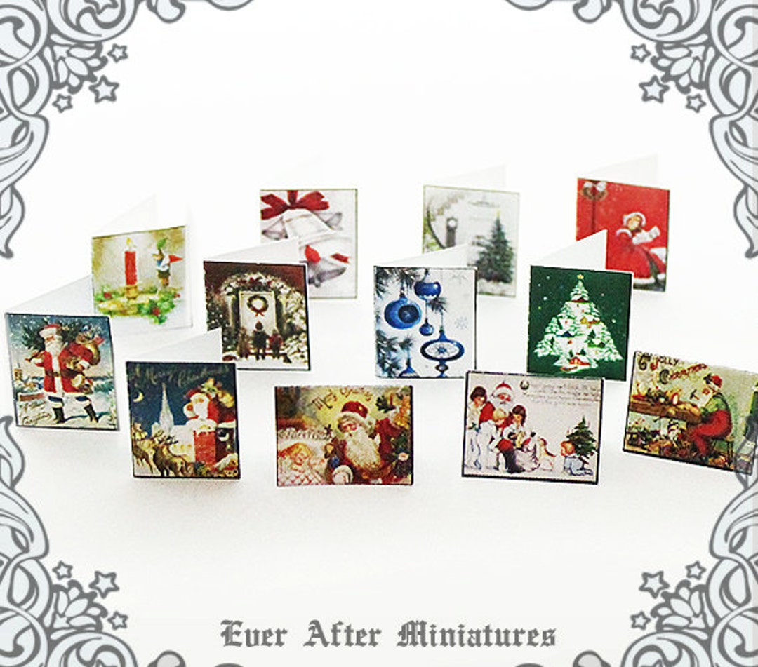 12 CHRISTMAS Miniature Greeting Cards & Envelope –1:12 CLASSIC ...