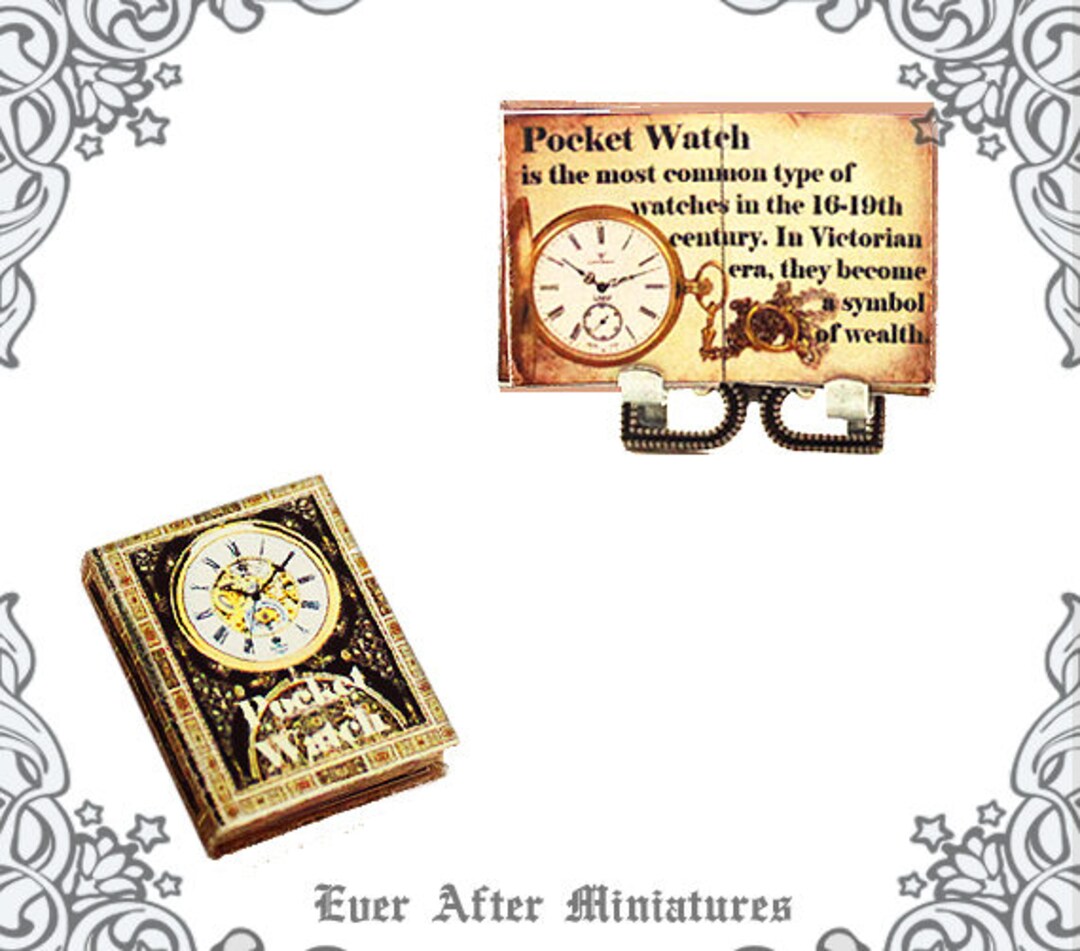 POCKET WATCH Dollhouse Miniature Book – 1:12 Readable Antique Pocket ...