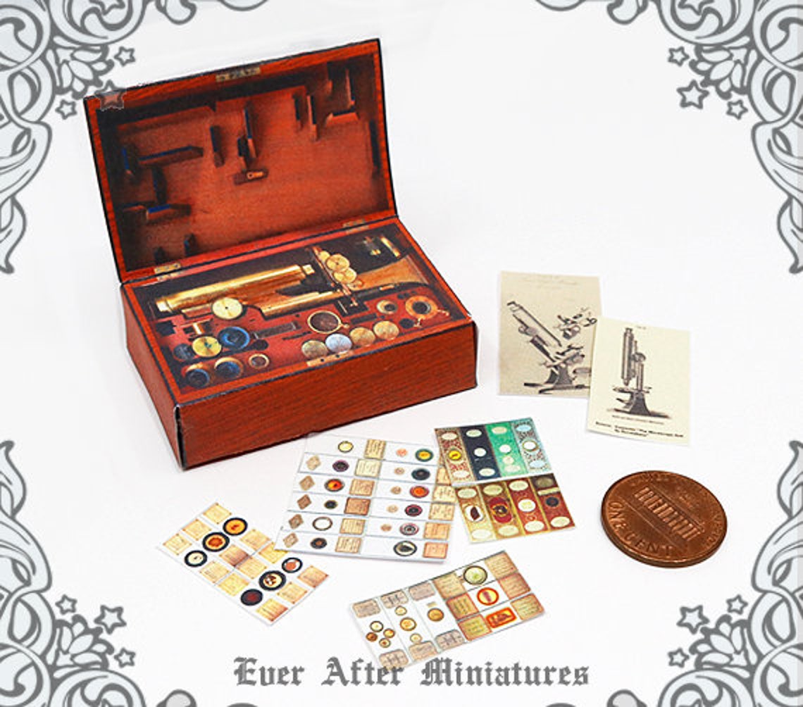 1:12 Miniature MICROSCOPE Kit Printable Antique Science - Etsy