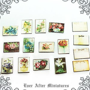 12 FLOWER Miniature Postcard Set #3 – 1:12 Miniature Dollhouse Shabby ...