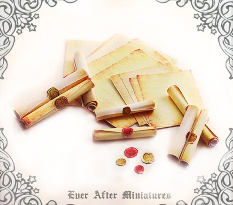 16 Dollhouse MINIATURE SCROLLS & Paper Set 1:12 Miniature | Etsy