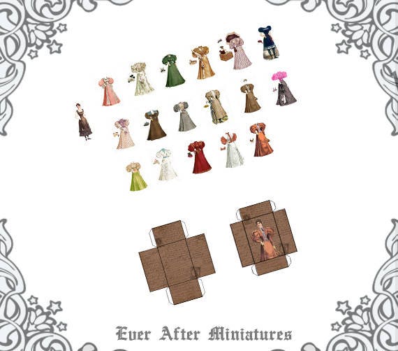 ANTIQUE Miniature Paper Doll Set 2 1:12 DIY Vintage - Etsy