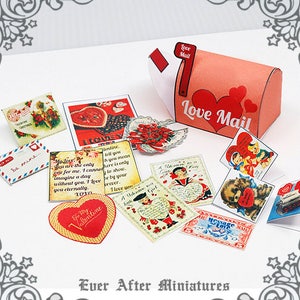 1:12 Valentines Day MAILBOX Dollhouse Miniature Letter Set – Printable ...