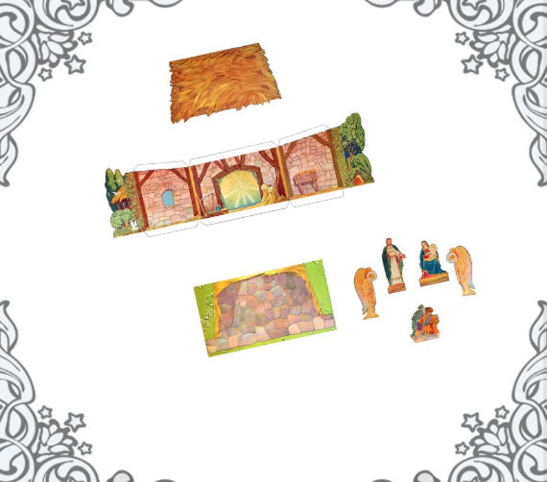 1:12 Miniature Christmas NATIVITY STABLE Display Kit A – Diy Printable ...