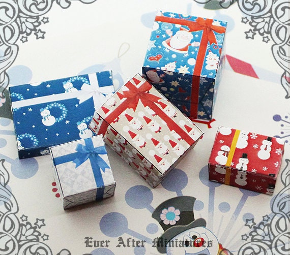 5 Miniature Christmas Gift Box Set 1:12 Santa Claus Snowman - Etsy