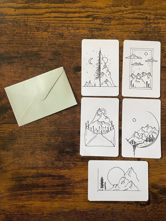 The Mountain Collection: Mini Cards Portraying Mountains and - Etsy