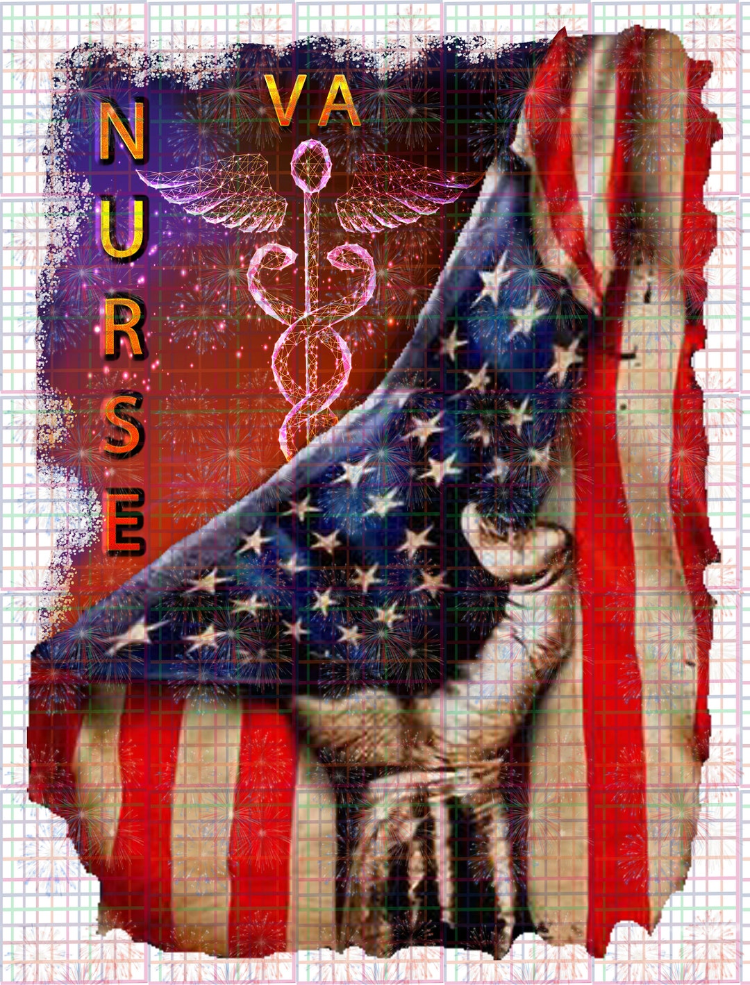 Sublimation Design, American VA Nurse Flag PNG Transparent - Etsy