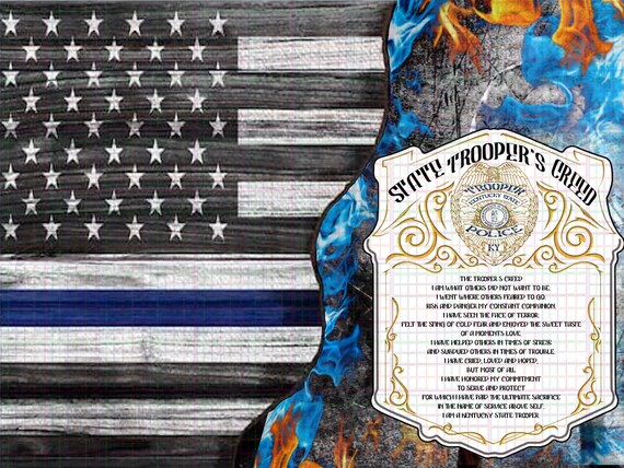 Kentucky State Police Officer Flag Creed Sublimation Design | Etsy