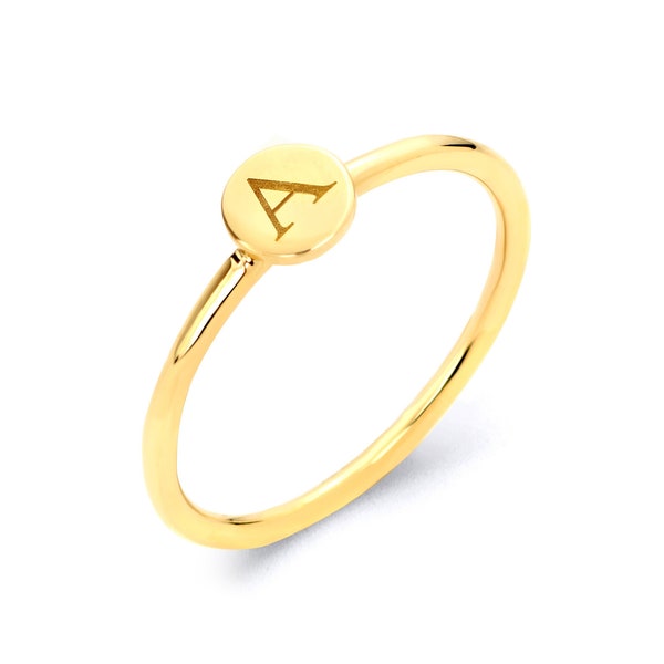 Gold Initial Signet Ring - Etsy