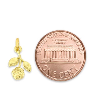 Mini Real Solid Gold Rose Charm Available in 10k or 14k, Micro Flower ...