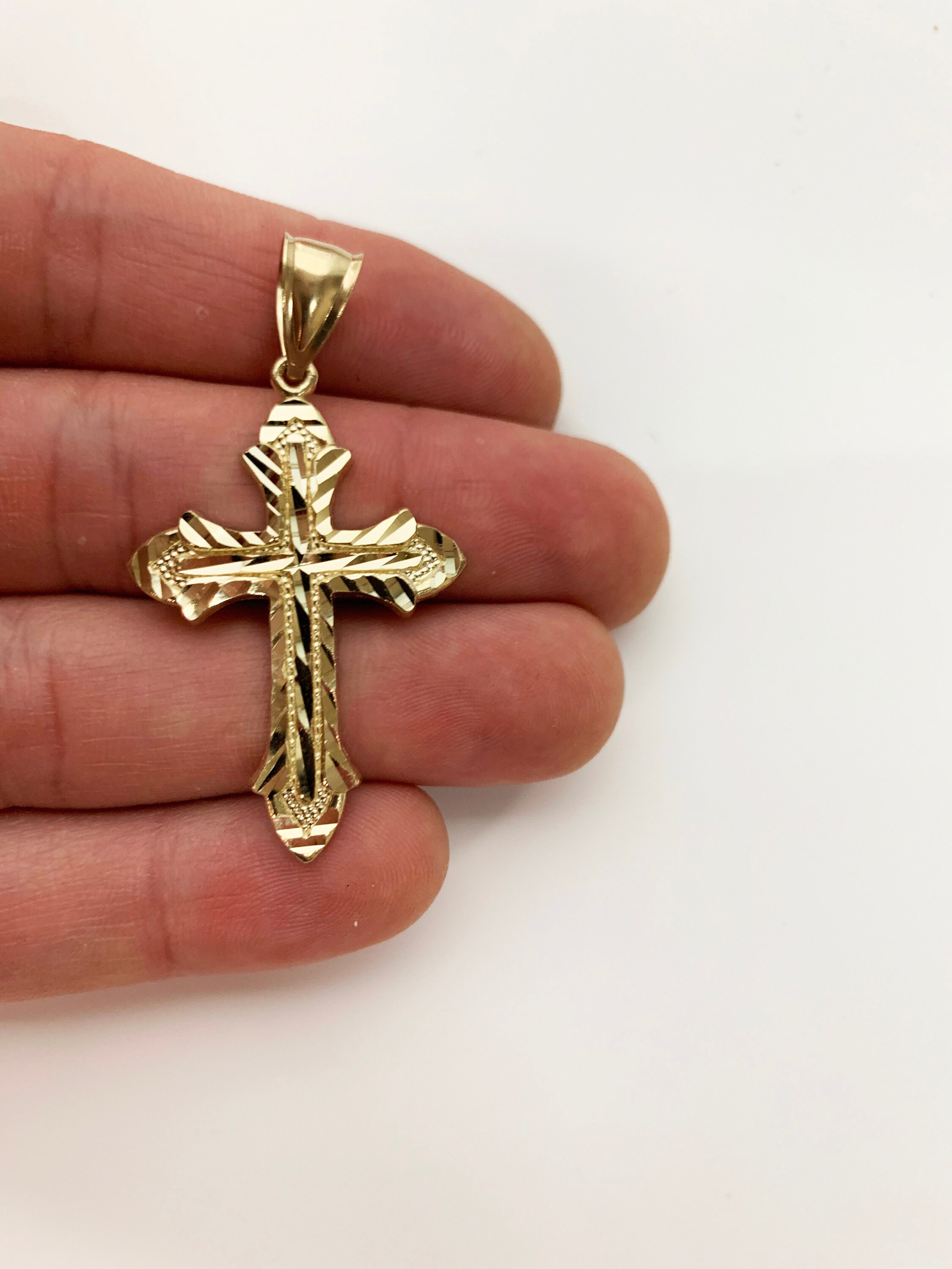 Large 10k Real Solid Gold Cross Pendant Gold Cross Jewelry - Etsy
