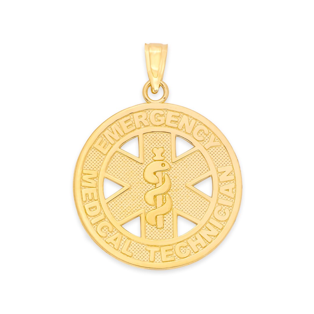 14k Real Solid Gold EMT Pendant - EMT Necklace Graduation Gifts - Etsy