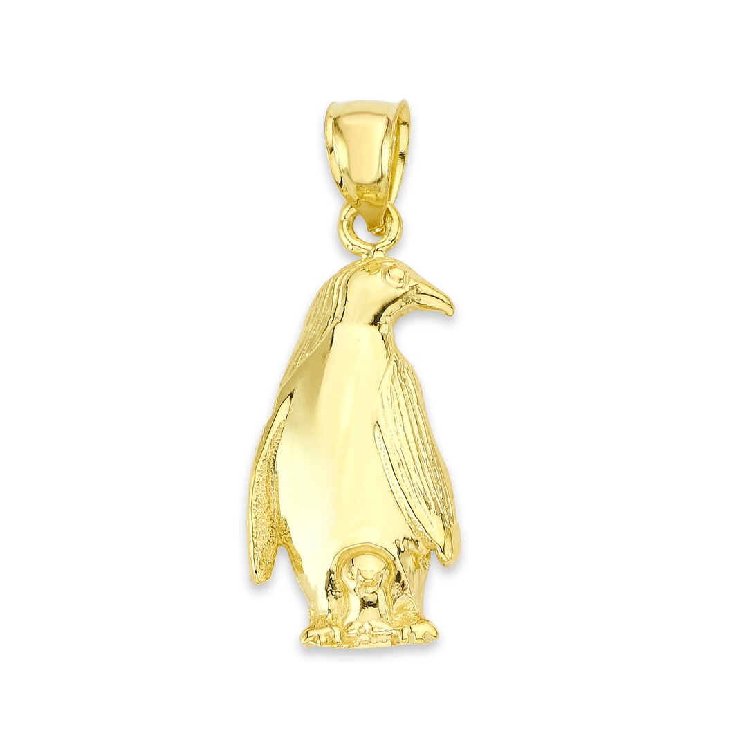 Solid Gold Penguin Pendant Available in 10k or 14k - Cute Animal ...