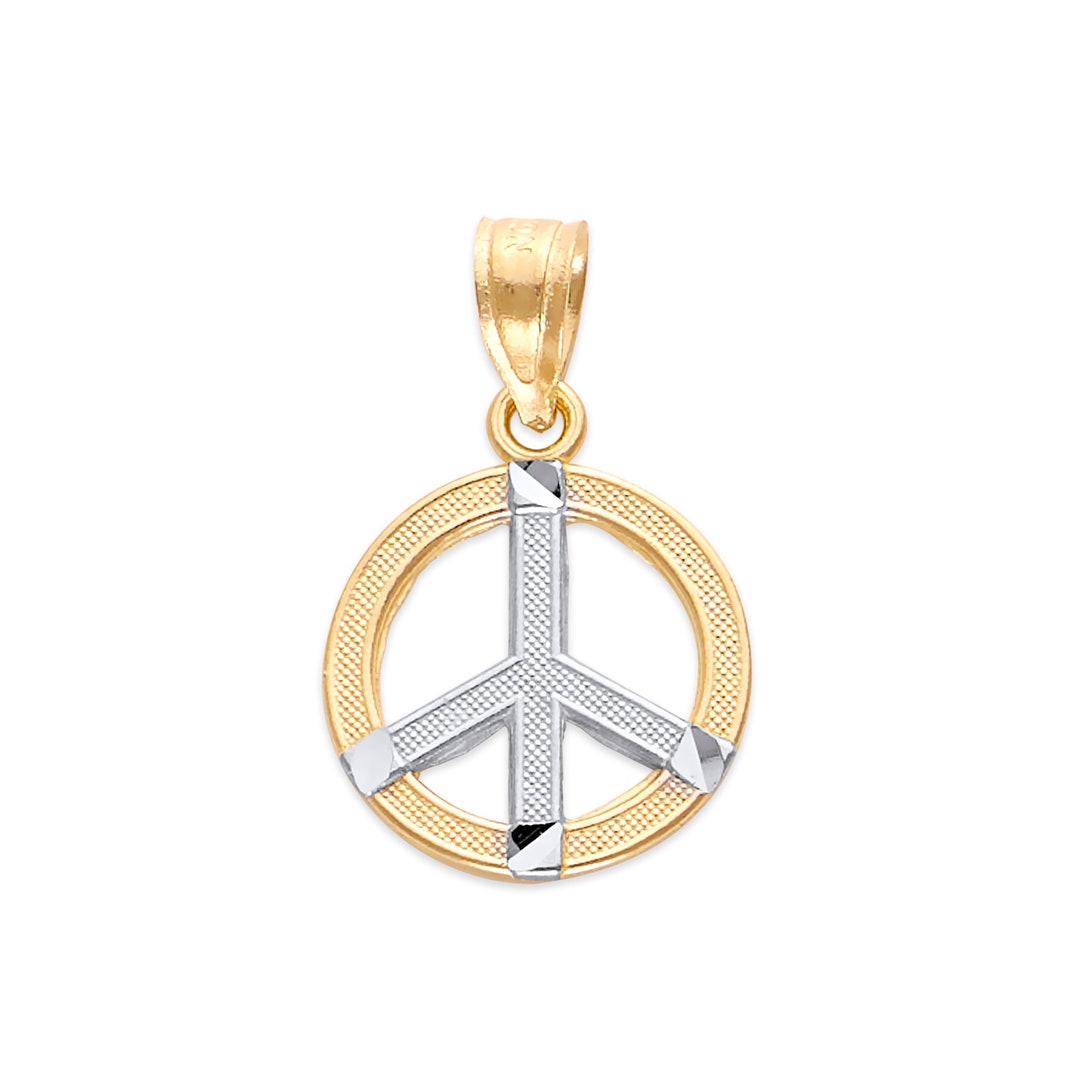 10k Solid Gold Peace Sign Necklace, Peace Sign Jewelry Love Necklace ...
