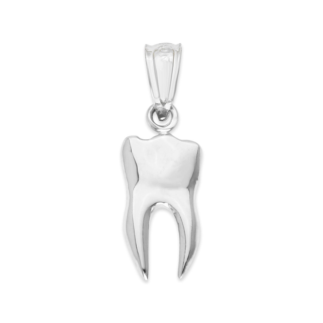 Solid 14k White Gold Tooth Pendant - Graduation Gifts Dainty Tooth ...