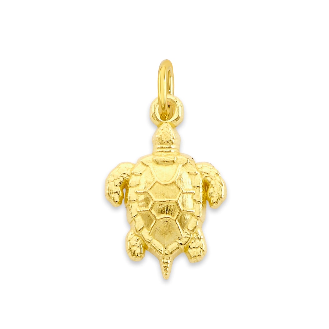 Solid Gold Turtle Charm: 10k/14k Mini Animal Pendant - Etsy