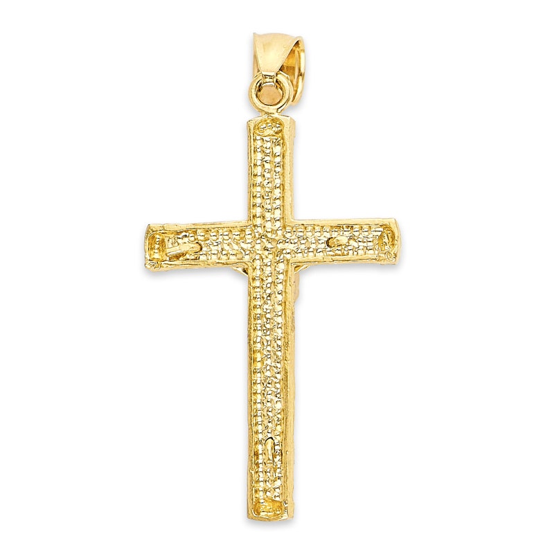 10k/14k Solid Gold Crucifix Pendant: Diamond Cut Religious Jewelry - Etsy