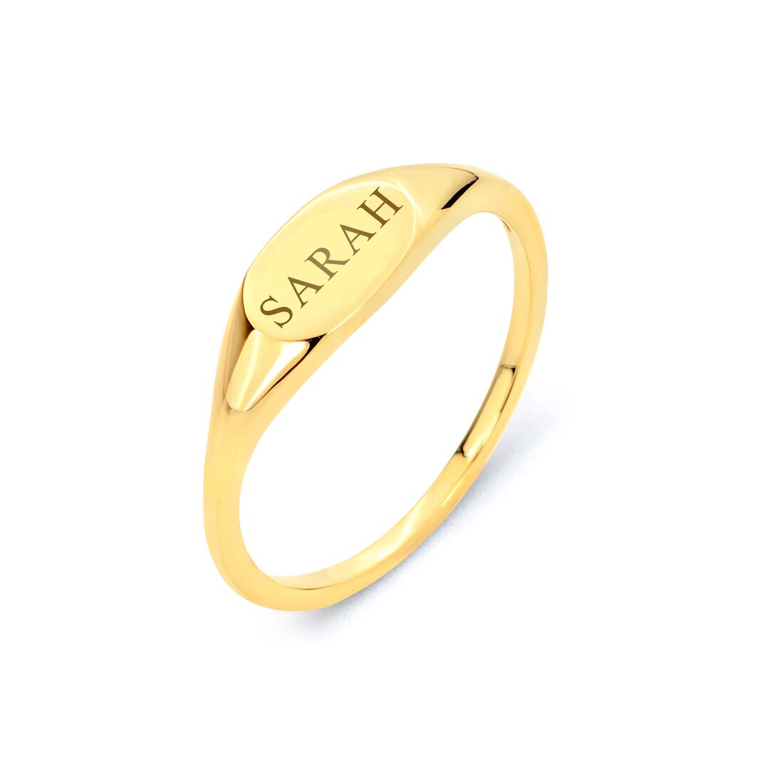 Gold Custom Name Ring 10k & 14k Gold Letter Ring Women's Gold Signet ...