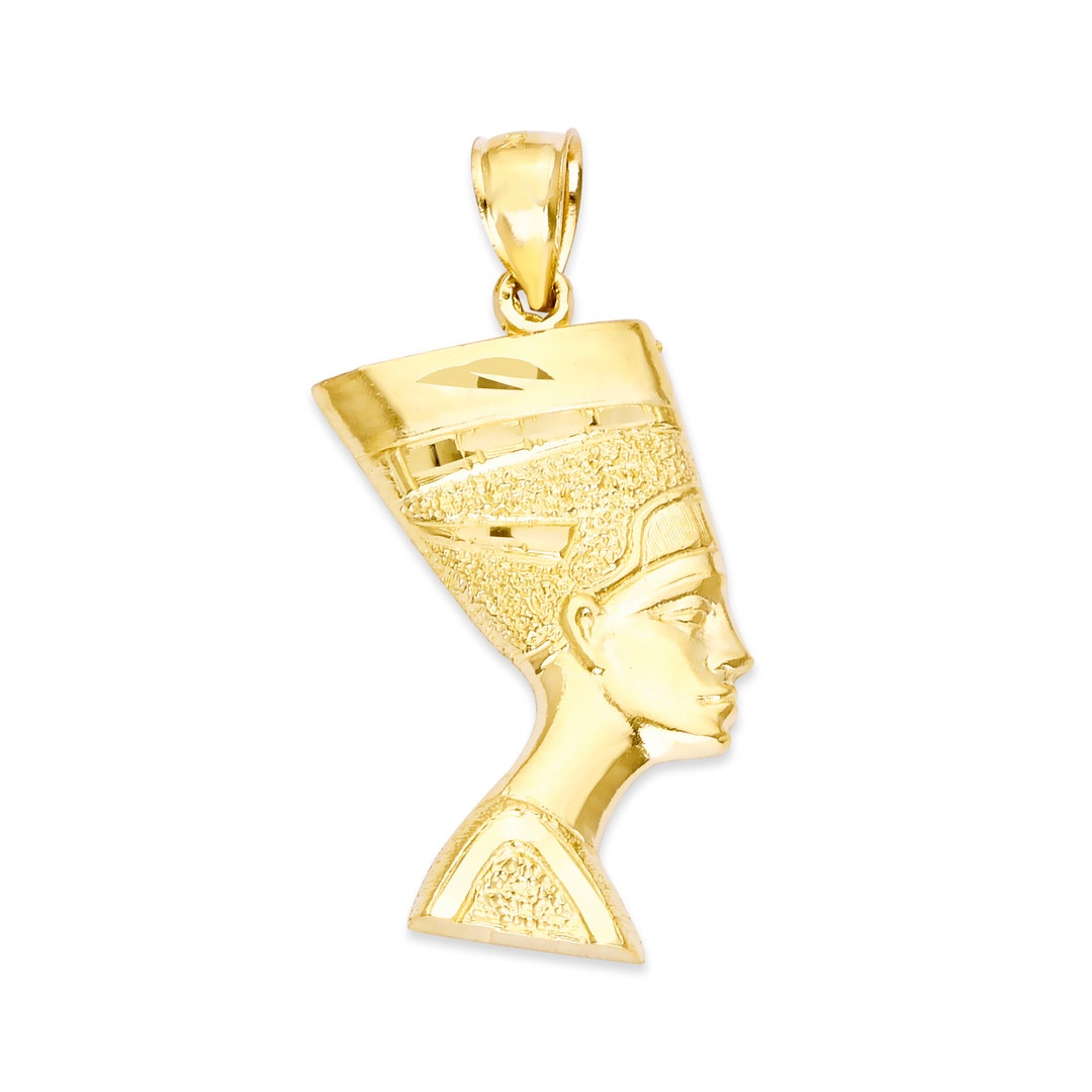 10k Real Solid Gold Nefertiti Bust Pendant, Nefertiti the Queen of ...