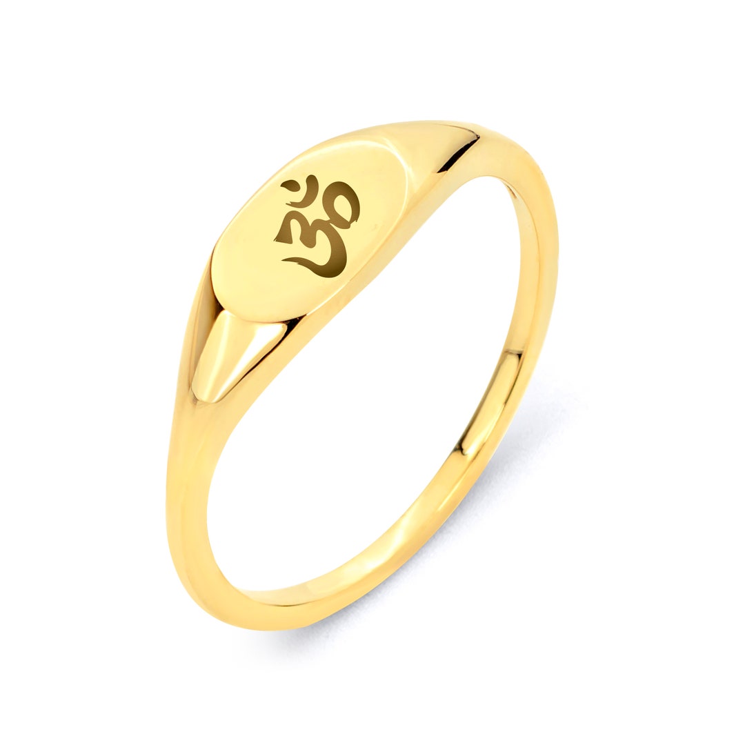 10k Gold Aum Signet Ring: Engraved Om Meditation Jewelry - Etsy